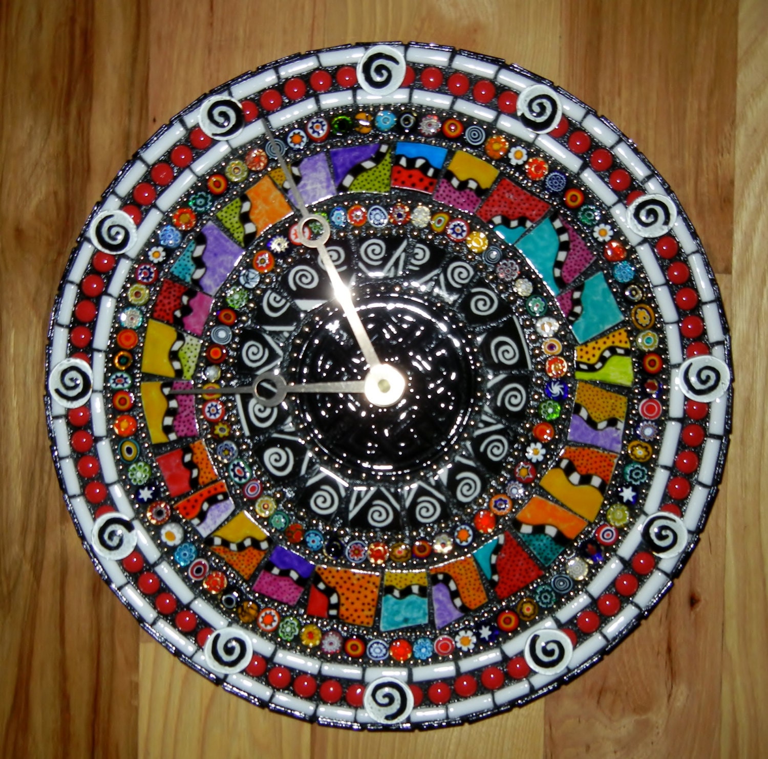 Razzle Dazzle and Swirl Mosaic Clock | Etsy
