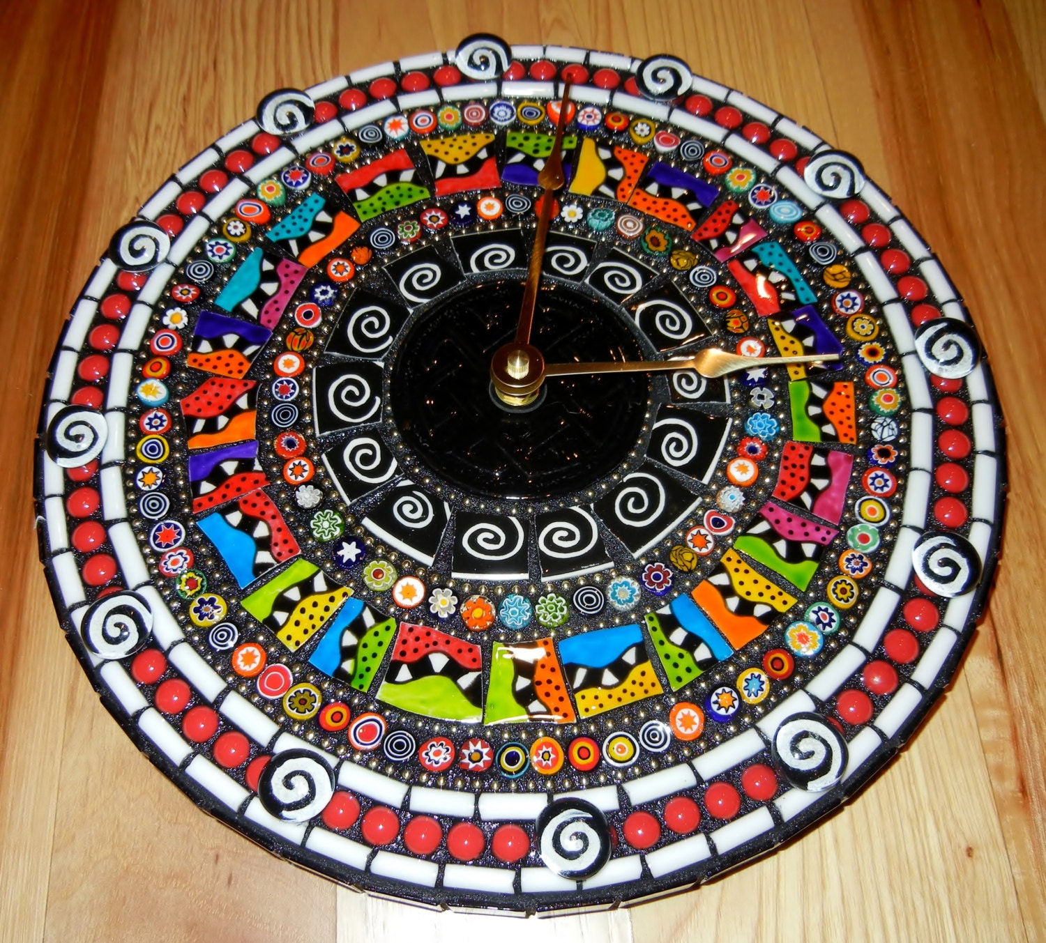 Razzle Dazzle and Swirl Mosaic Clock | Etsy