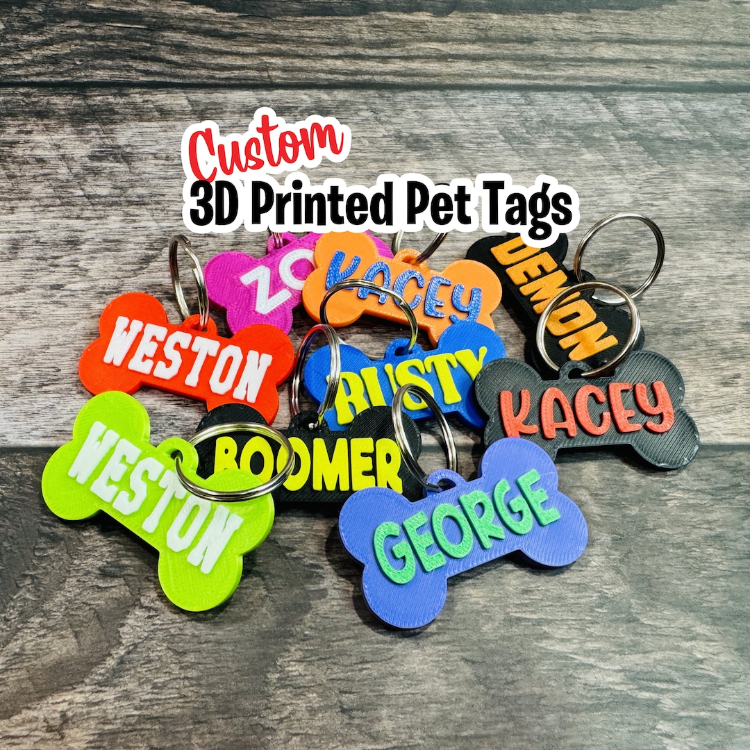 Custom 3D Printed Pet Tag - Custom Dog Tag - Personalized Pet Tag ...