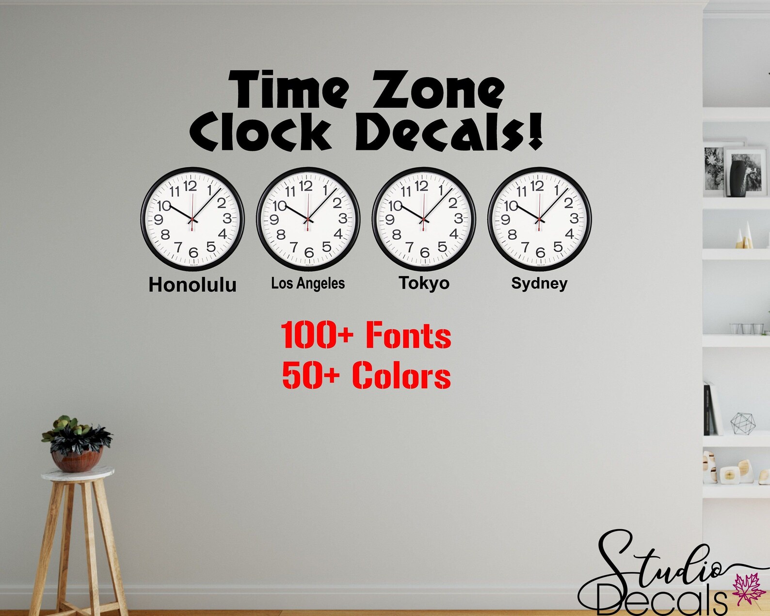 Time Zone Clock Decals City Decals Indoor Wall Decals Time - Etsy