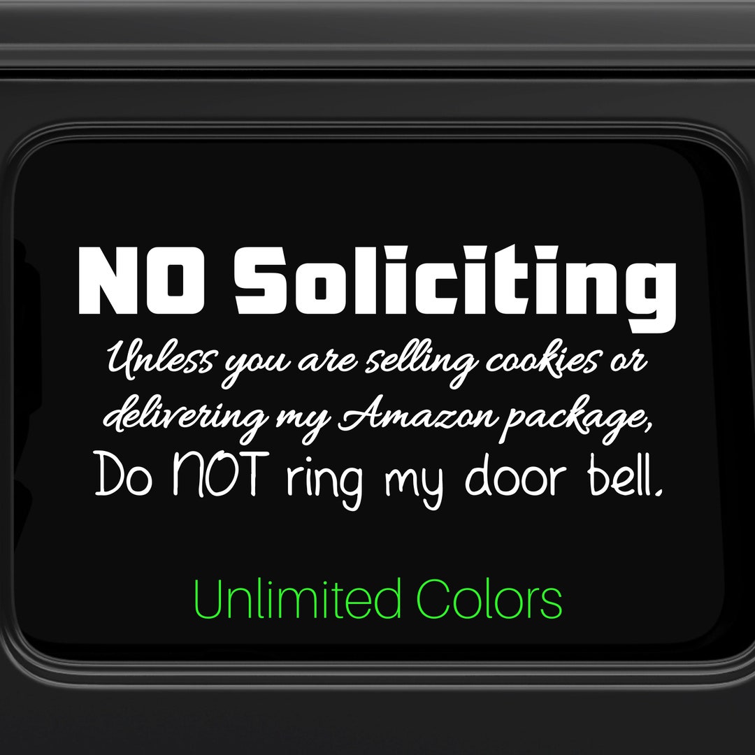 No Soliciting Sign, Front Door Sign, Front Door Decal, Window Sticker ...