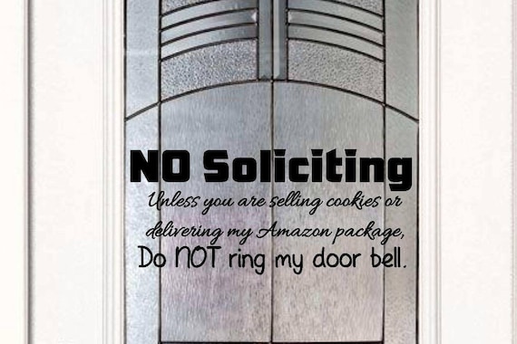 No Soliciting Sign Front Door Sign Front Door Decal Window - Etsy Canada