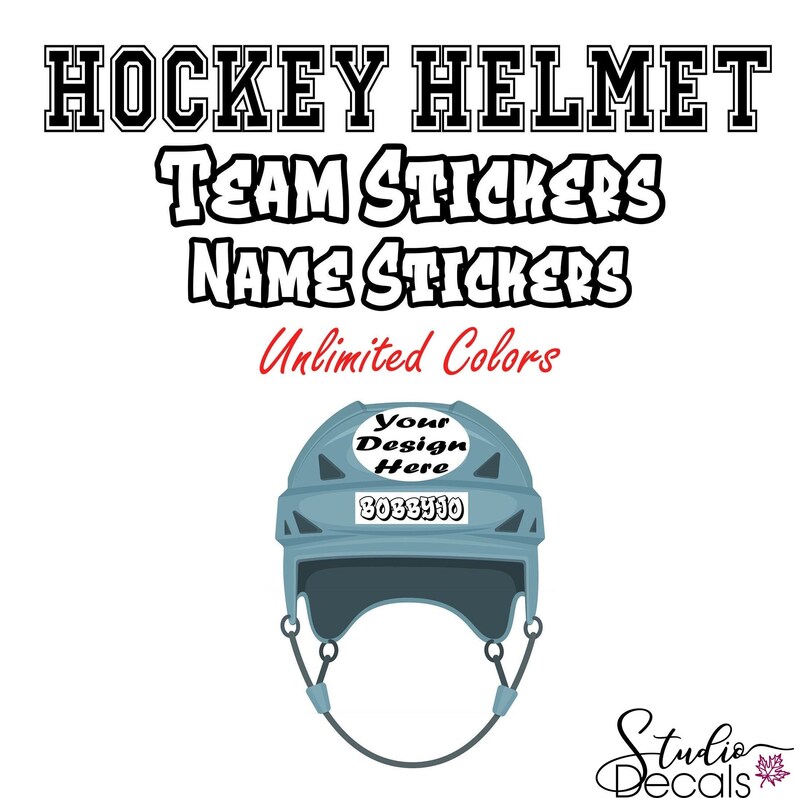 Hockey Helmet Stickers for Logos & Names Custom Sizing Custom - Etsy