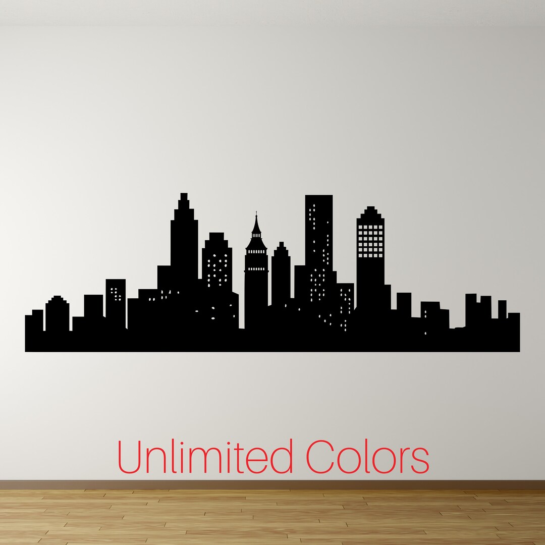 Skyline Wall Decal Skyscraper Wall Decal Sticker City Wall Decal Large ...