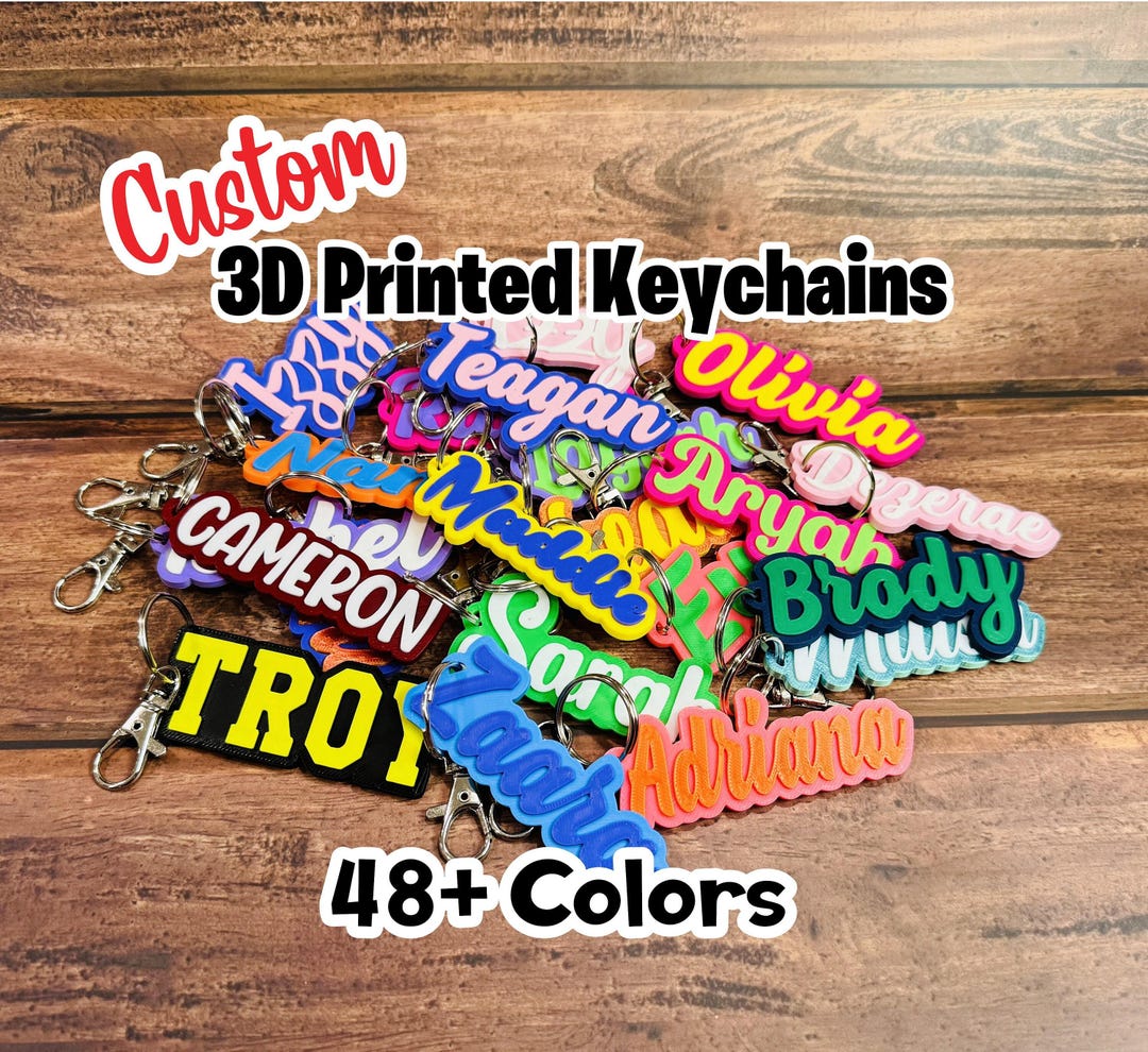 Custom 3D Printed Keychain Contour Shaped Custom Key Chain Name Keychain Custom Key Ring 3D ...