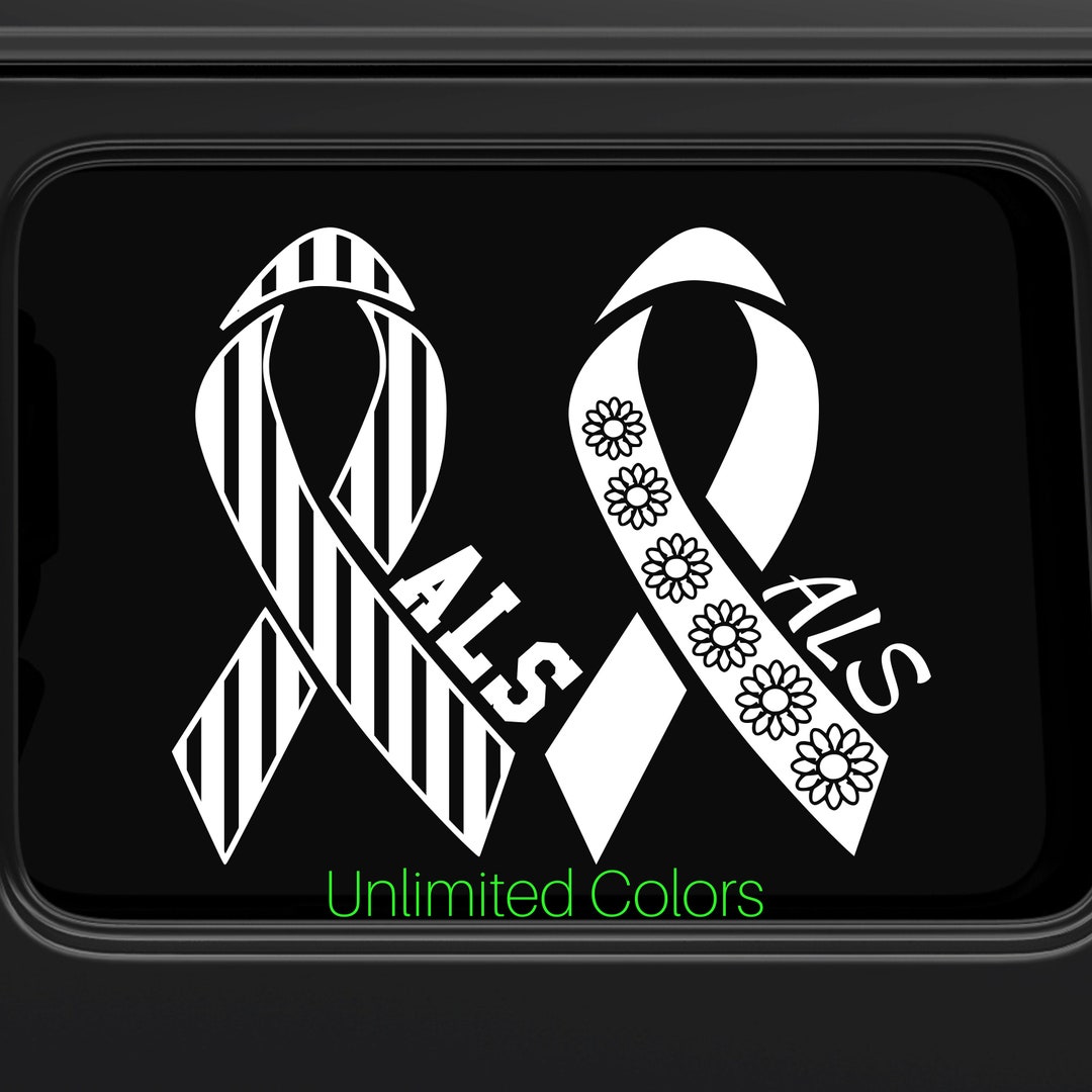 ALS Awareness Ribbon Vinyl Decal - Ribbon Vinyl Decal - ALS Sticker ...