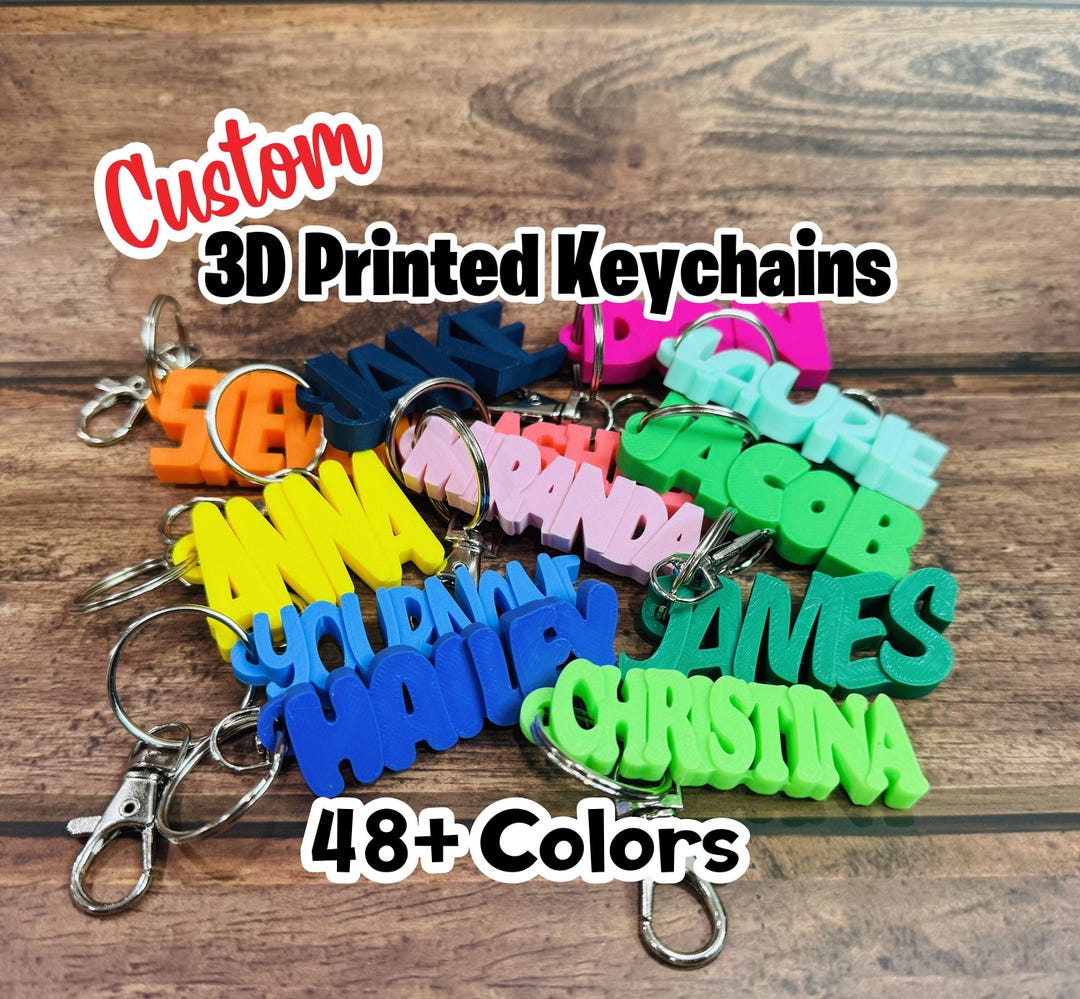 Custom 3D Printed Keychain - Custom Key Chain - Name Keychain - Custom Key Ring - 3D Printed ...