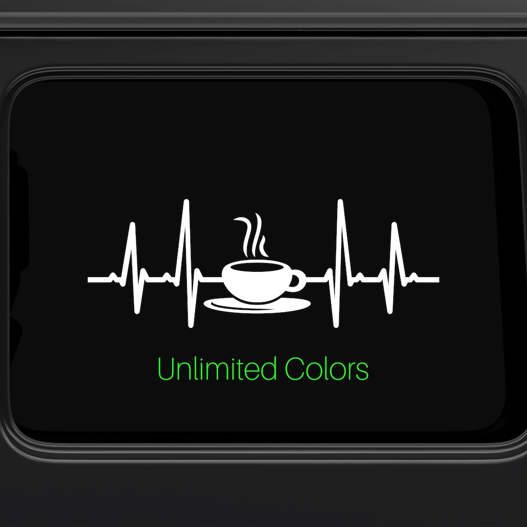Coffee Heartbeat Car Decal Heart Beat Decal Heart Stuff Sticker Bumper ...