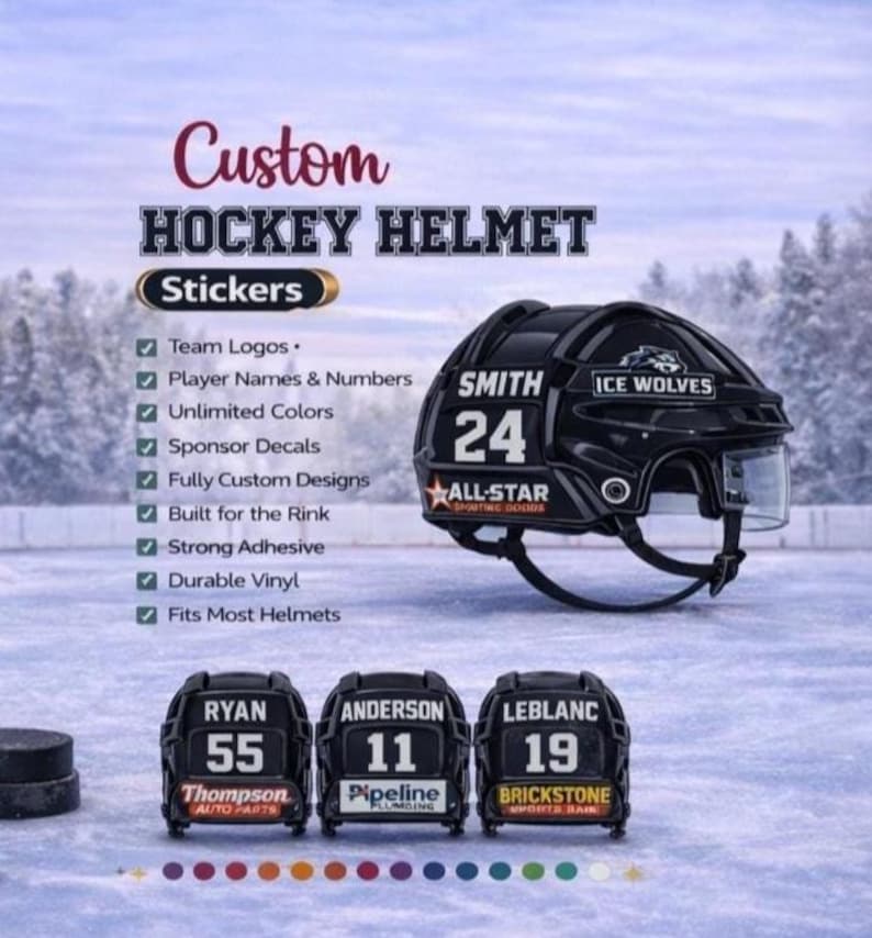 Custom Helmet Stickers for Logos & Names - Custom Stickers - Custom ...