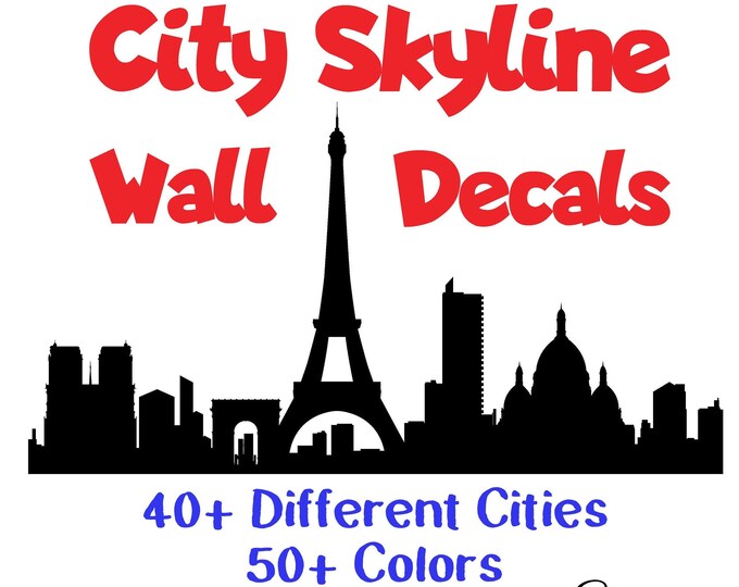 Skyline Wall Decal Skyscraper Wall Decal Sticker City Wall Decal Large ...