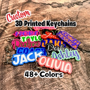 Custom 3D Printed Keychain Custom Key Chain Name Keychain Custom Key Ring 3D Printed Name Custom ...