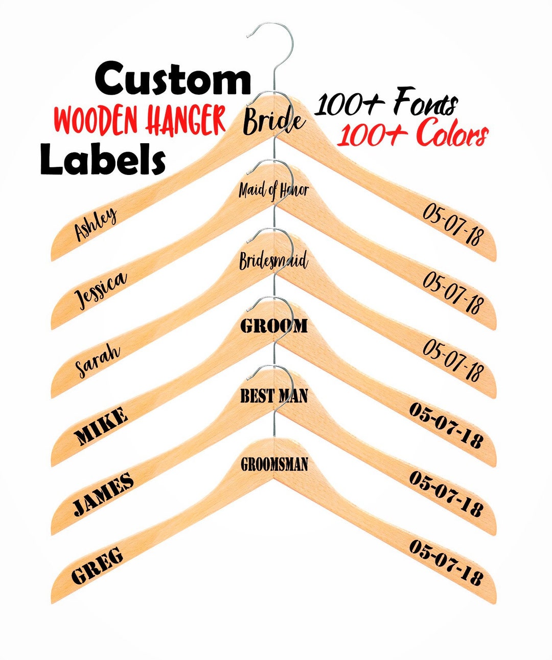 Wooden Hanger Decals Wooden Hanger Labels Wedding Gifts - Etsy