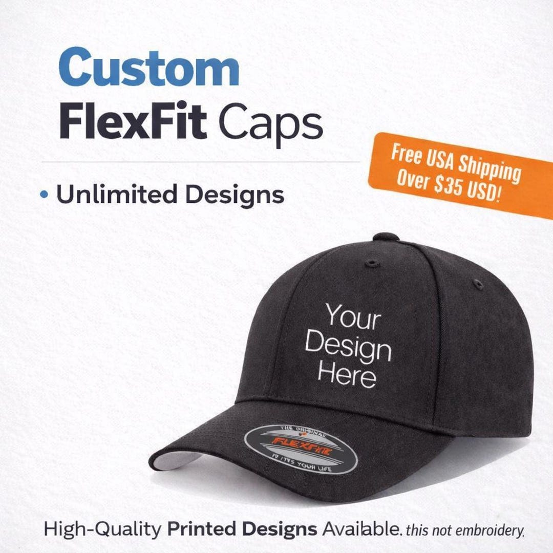 Custom Flexfit Baseball Hat - Custom Cap - Custom Company Logo Hats ...