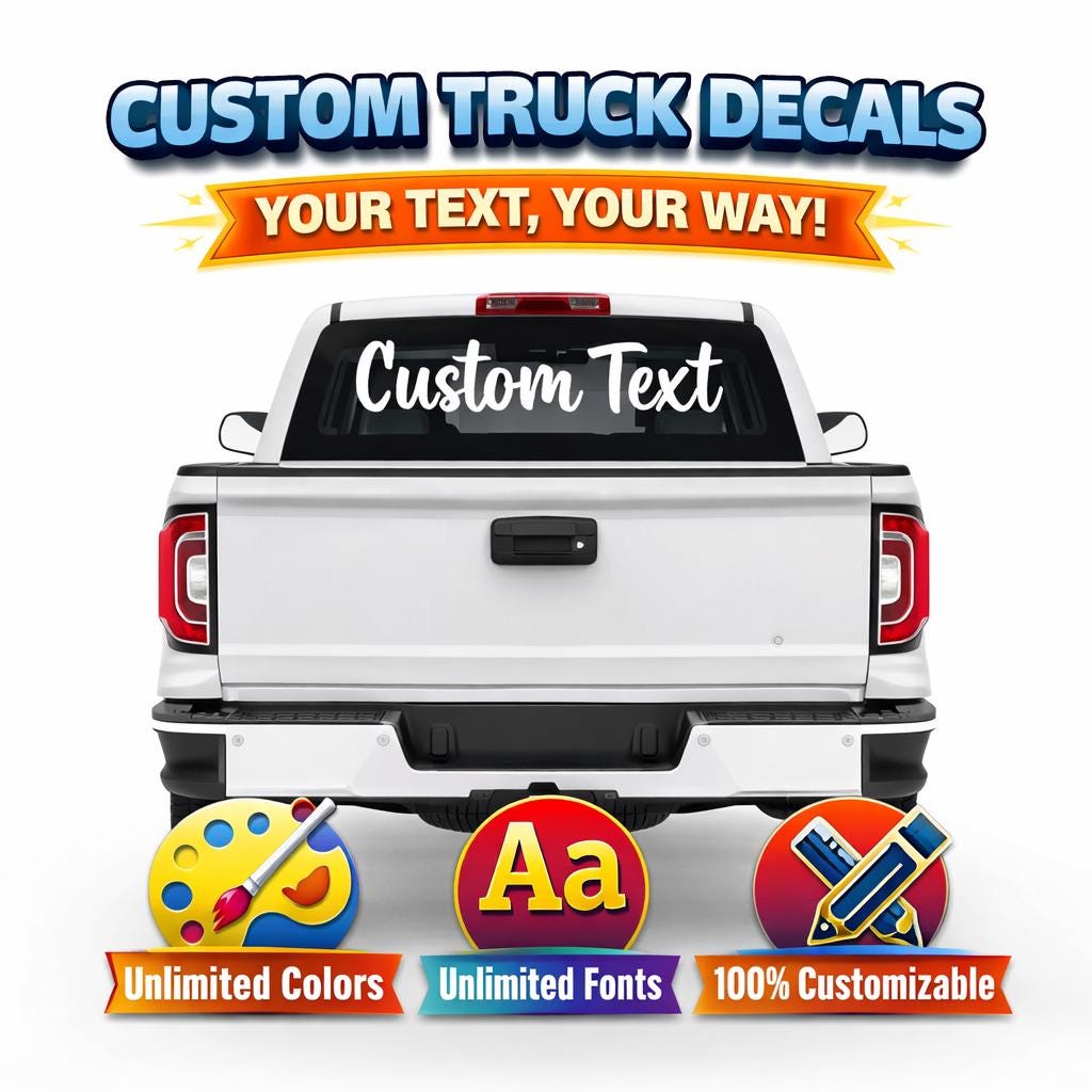 Custom Truck Windshield Vinyl Decal | Personalized Vinyl Text Sticker ...