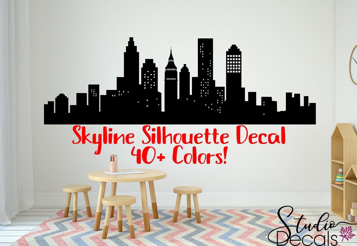 Skyline Wall Decal Skyscraper Wall Decal Sticker City Wall - Etsy