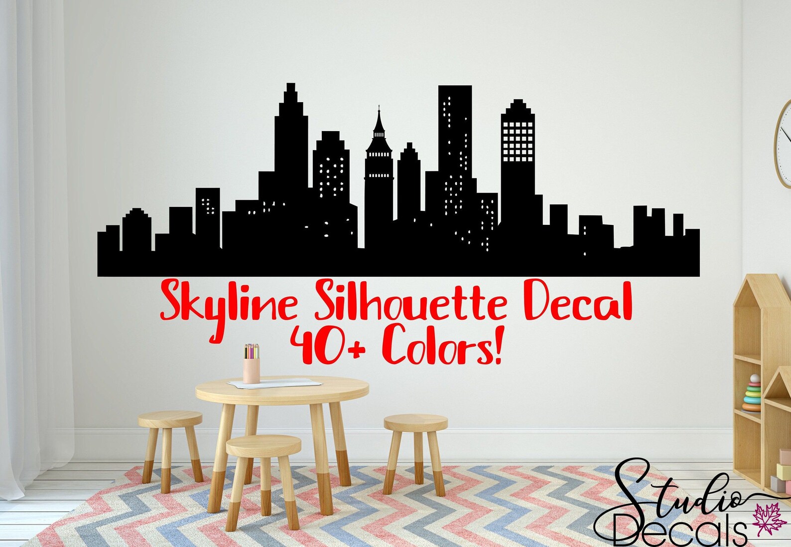 Skyline Wall Decal Skyscraper Wall Decal Sticker City Wall - Etsy
