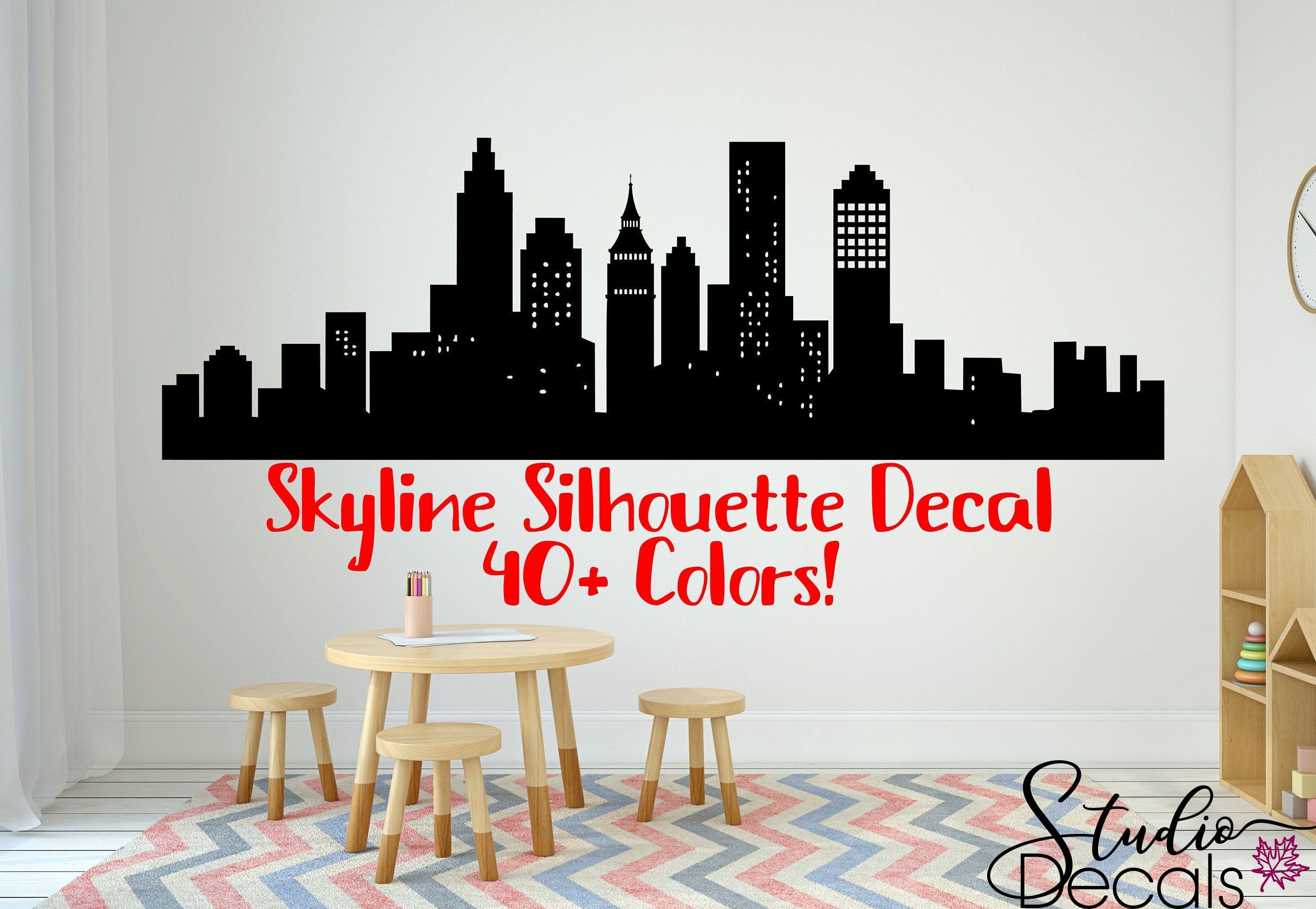 Skyline Wall Decal Skyscraper Wall Decal Sticker City Wall - Etsy