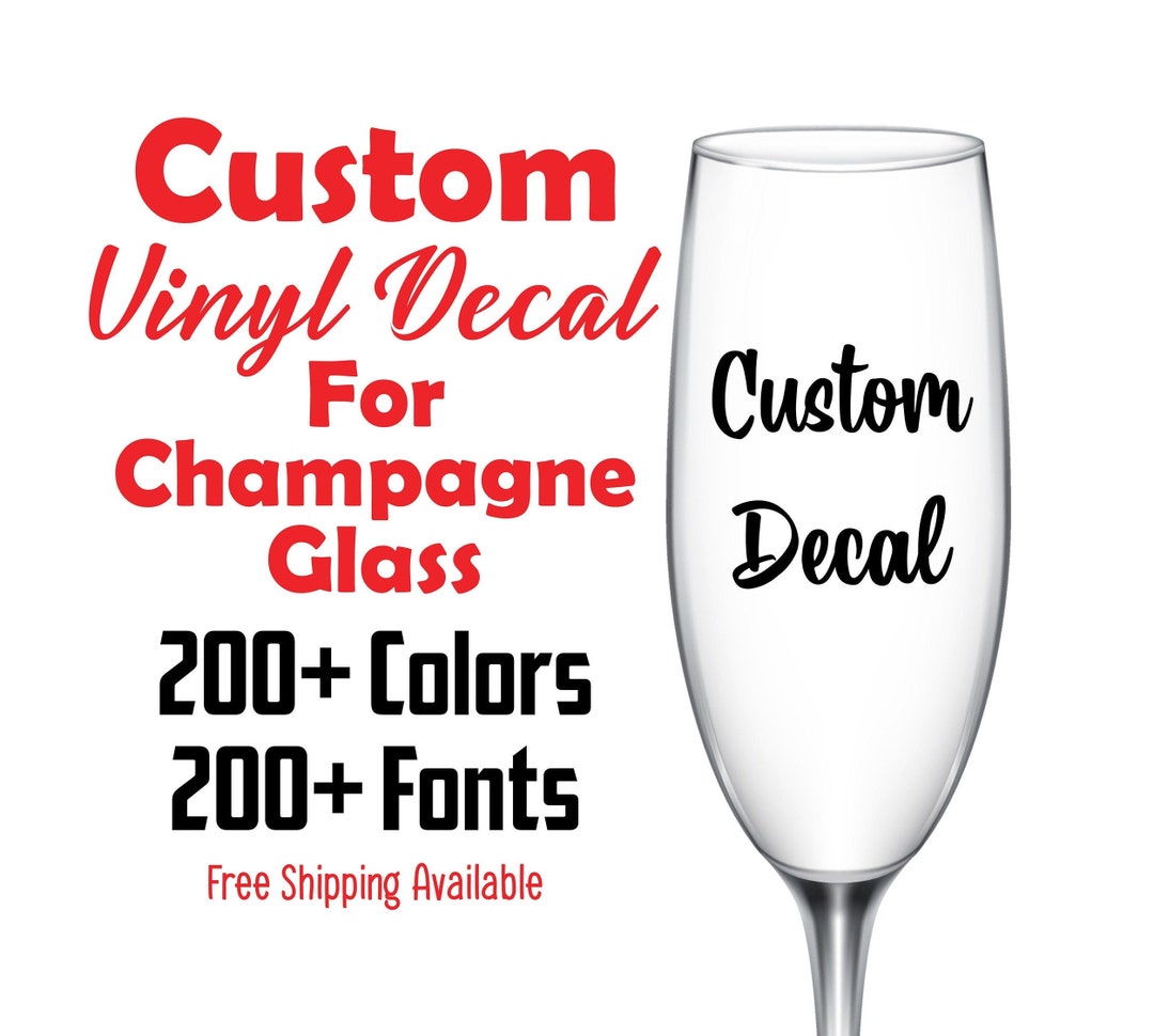 Champagne Glass Vinyl Decal | Custom Vinyl Decal for Champagne Glass ...