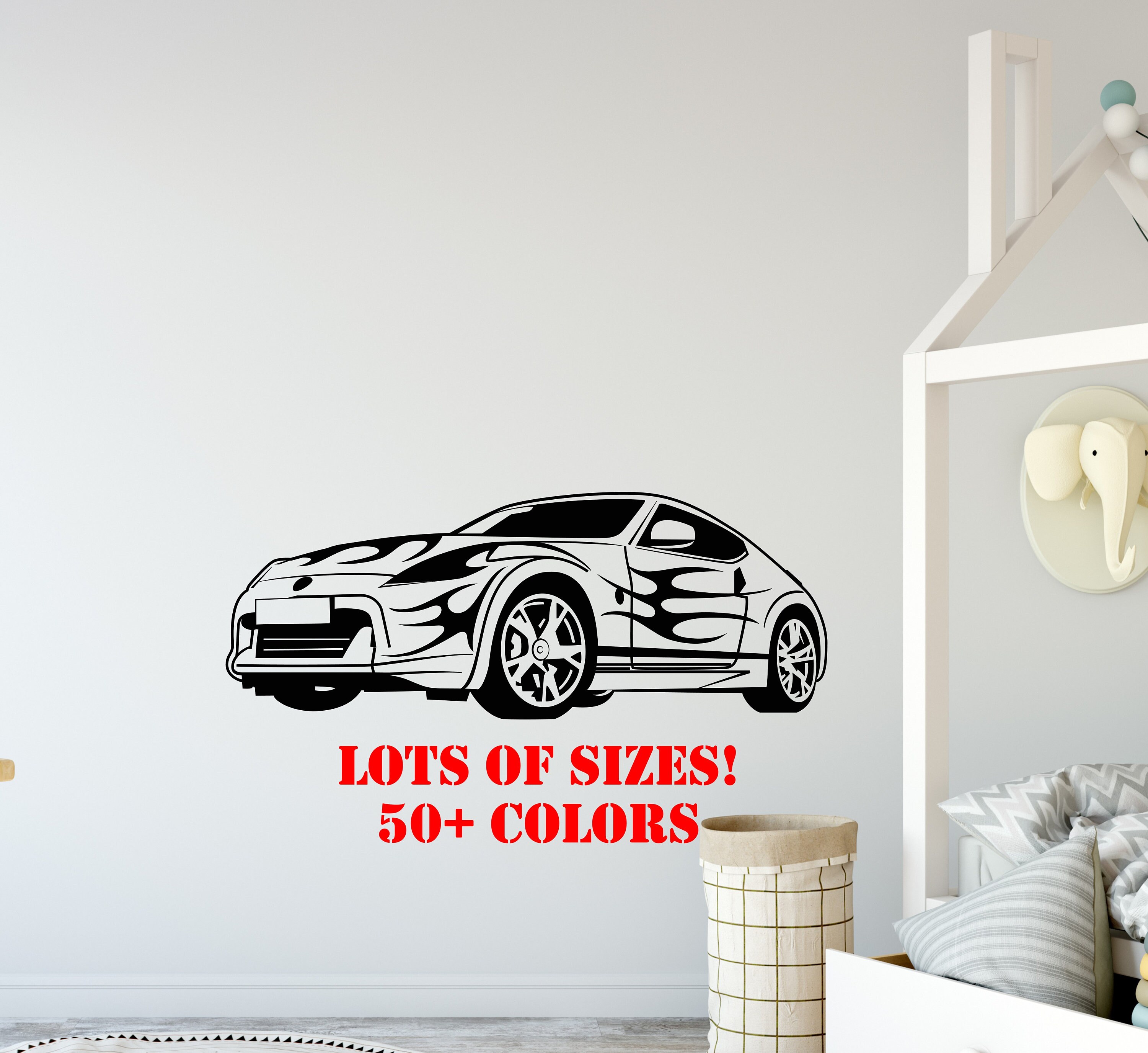 Sports Car Wall Decal Car Wall Decor Sports Car Sticker Racing | Etsy