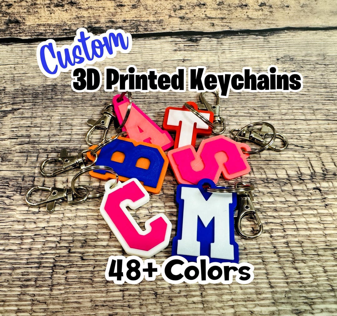 Custom 3D Printed Keychain - Monogram Keychain - Initials Gifts - Team ...