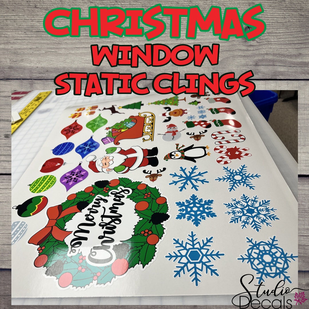 Christmas Window Static Cling Decorations Pack of 44! Full Color ...