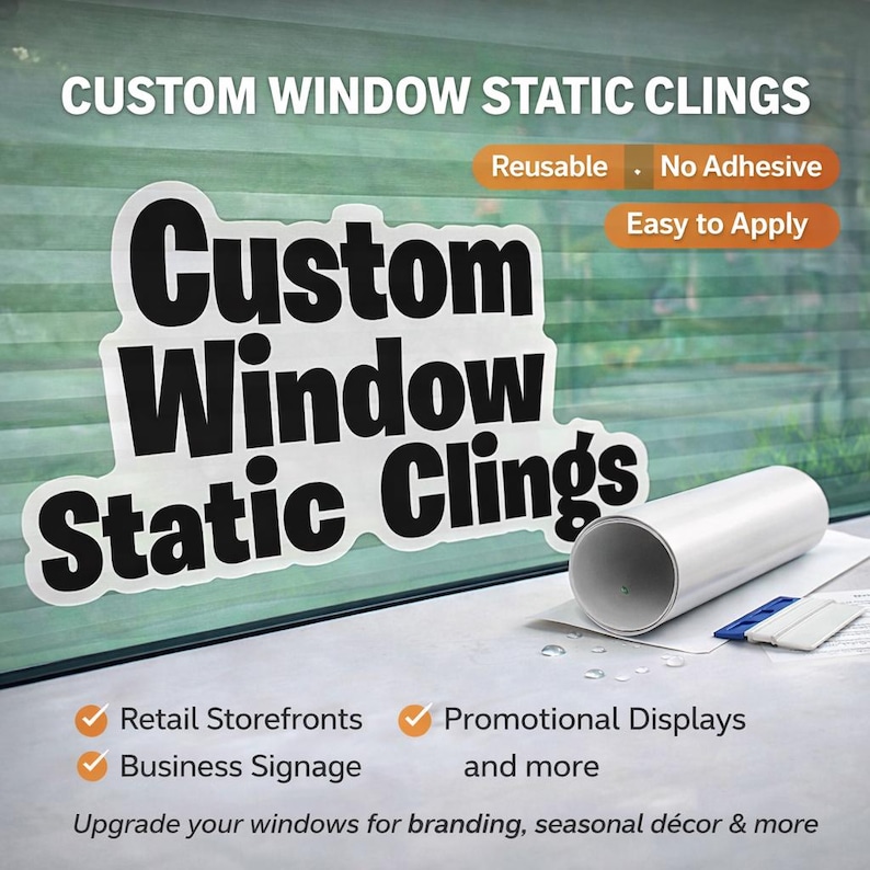Custom Window Cling Decal - Window Cling Sticker - Temporary Window ...