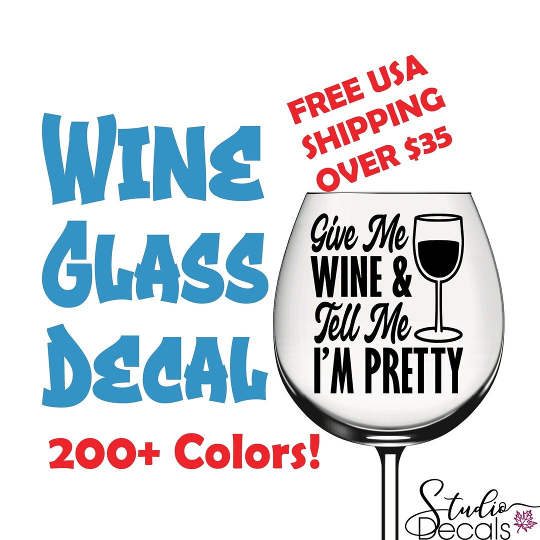 Give Me Wine Funny Wine Decals Labels for Wine Glasses Wine Glass ...
