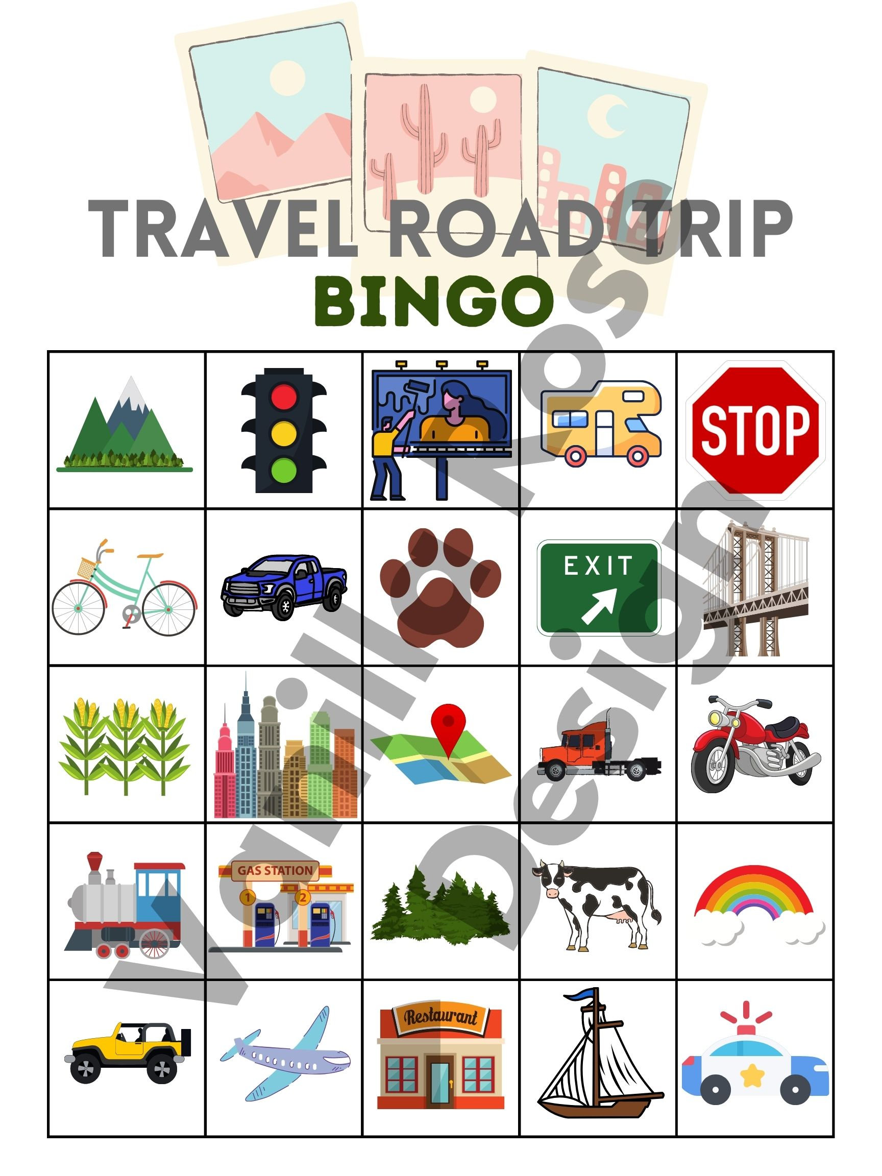 Road Trip Bingo Cards Printable - Etsy Canada