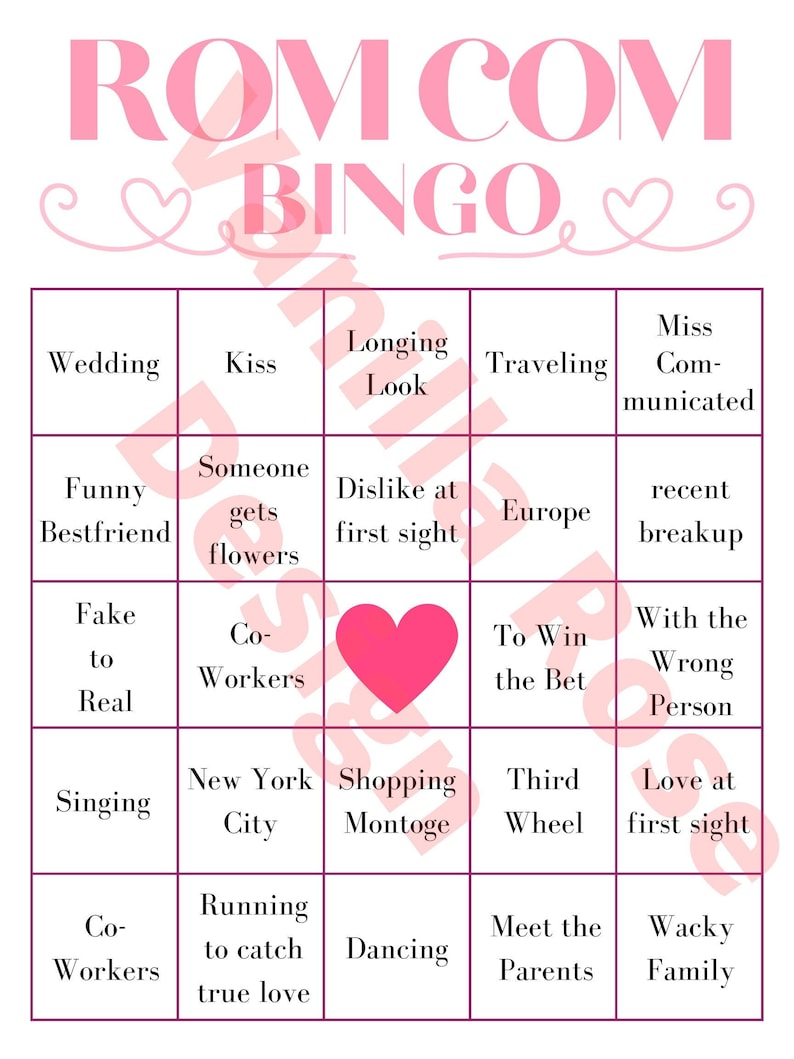 Rom Com Bingo - Etsy