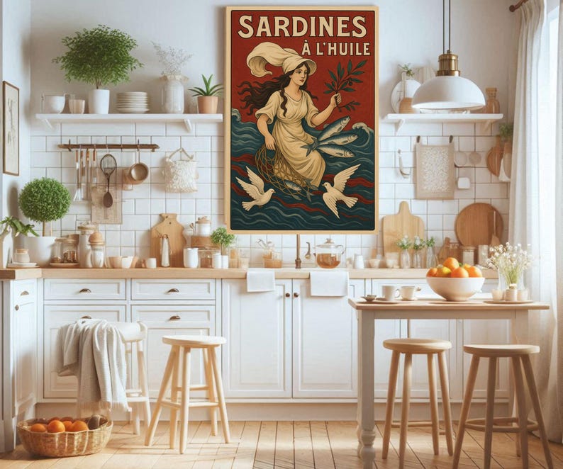 Vintage French Sardine Poster: Belle Époque Kitchen Print (digital ...