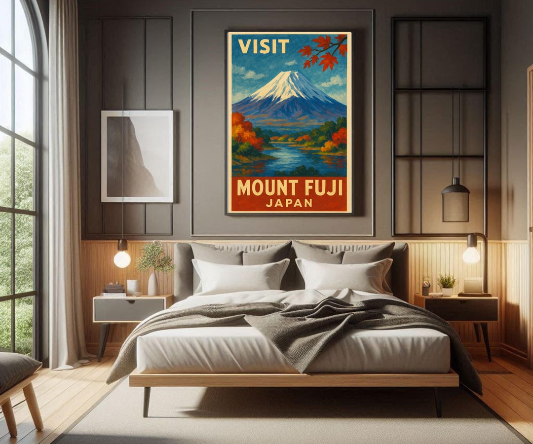 Visit Mount Fuji Japan Travel Poster 1950s Style Wall Art Japanese ...