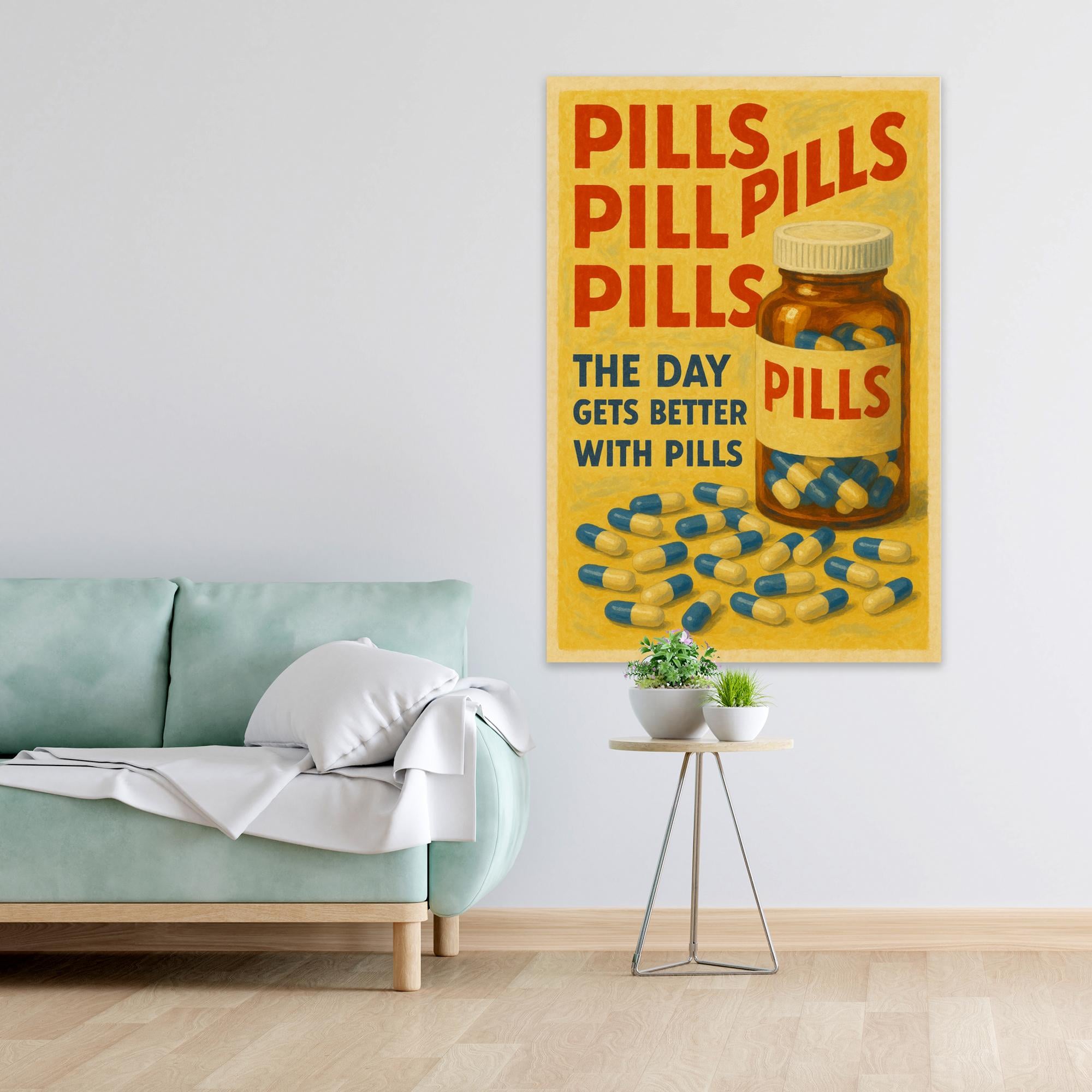 Vintage Pharmacy Wall Art, Retro 1950s Pill Poster, Funny Medicine ...