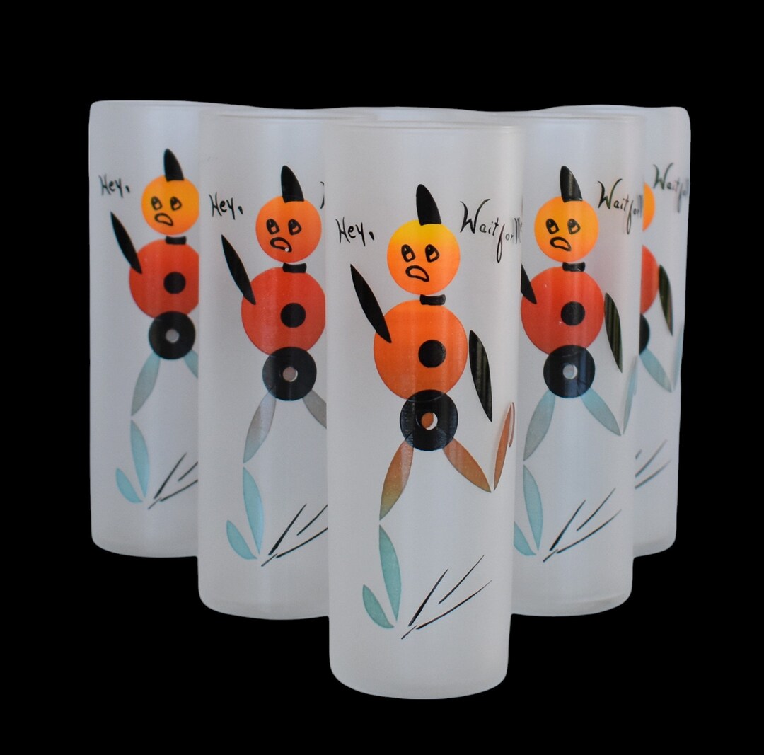 Vintage 50s Federal Glass Hey Wait for Me Tom Collins Zombie Frosted ...