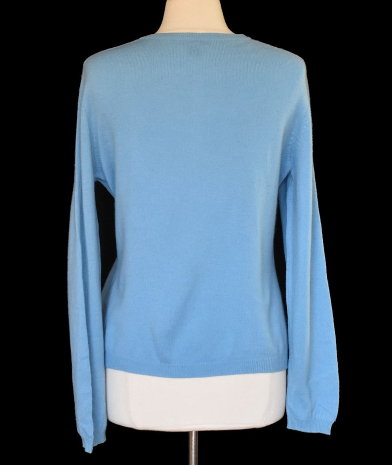 Vintage 90s Light Blue Cashmere Cardigan Sweater, Minimal Button Front ...