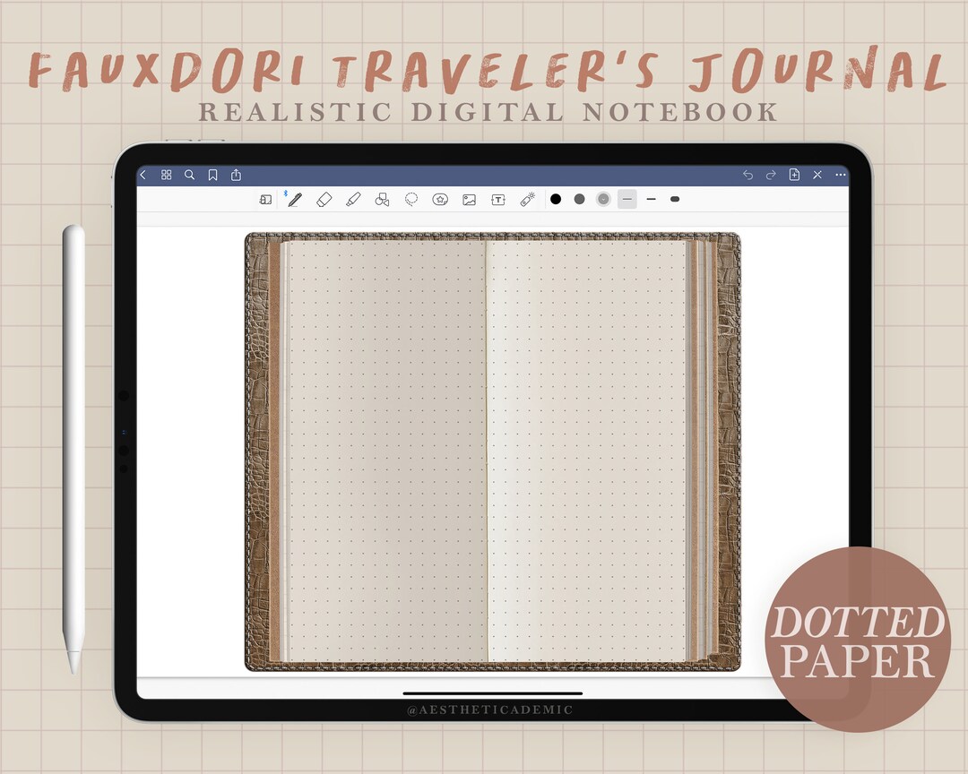 Realistic Digital Traveler's Journal / Dotted Notebook / PDF Planner ...