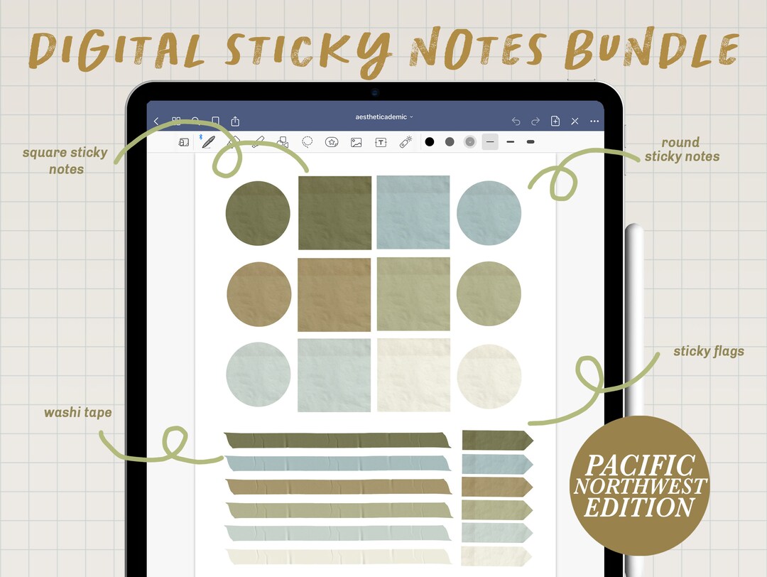 Realistic Digital Sticky Notes Sticker Bundle / PNW Edition / Goodnotes ...