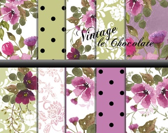 Digital Scrapbook Paper Digital Floral Background Paper Pink | Etsy