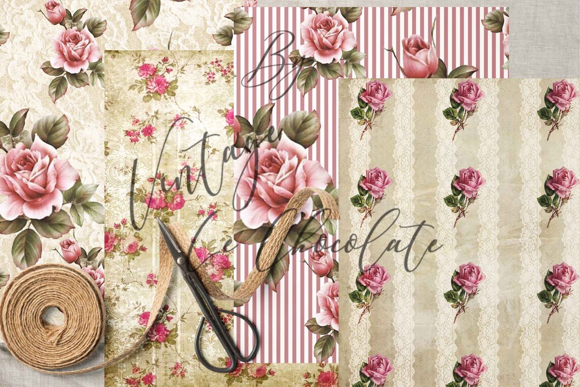 Pink Floral Digital Paper 8.5x11 Vintage Rose Paper-vintage | Etsy