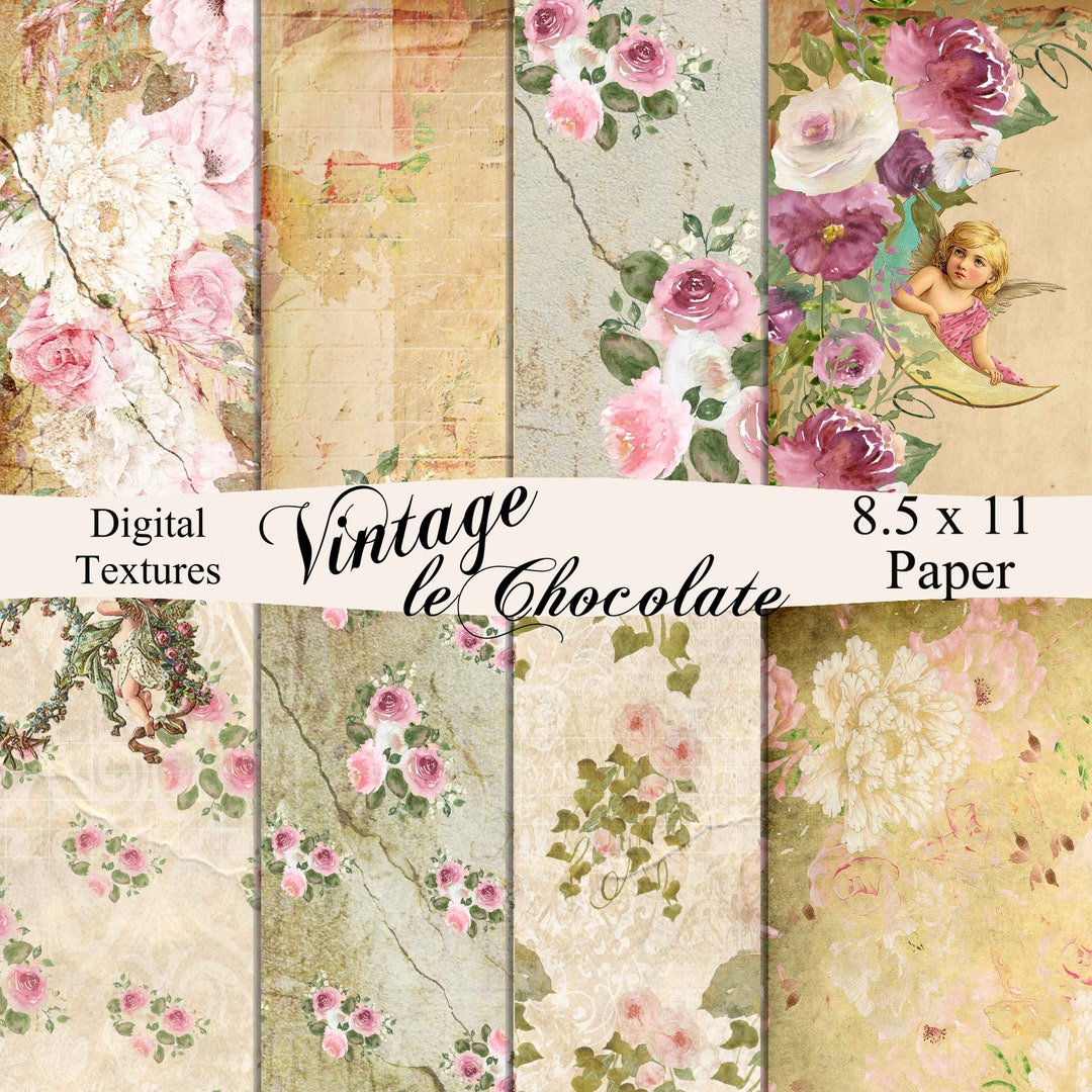 Vintage Texture Background Digital Paper Watercolor Flowers - Etsy