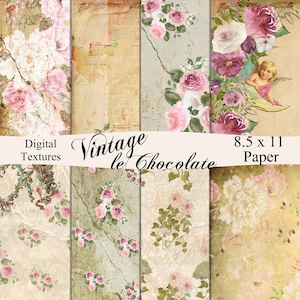 Vintage Texture Background Digital Paper Watercolor Flowers - Etsy