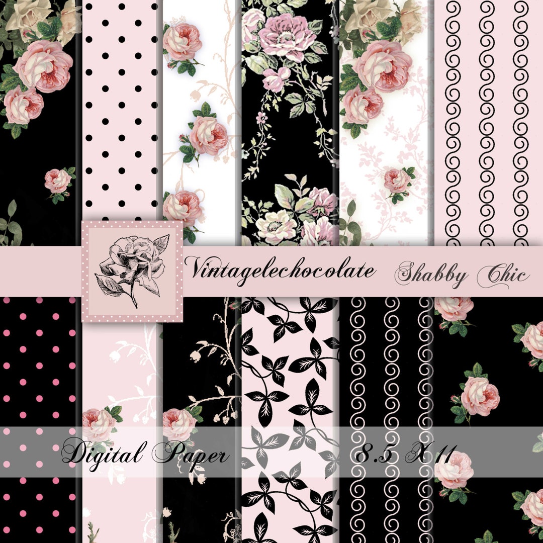 Digital Scrapbook Paper, Pink Shabby Chic Roses, Digital Scrapbook ...