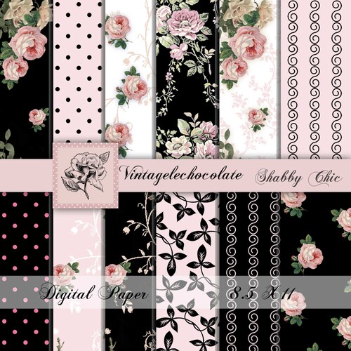 Vintage Digital Paper Roses Shabby Chic Scrapbook Paper Pack | Etsy