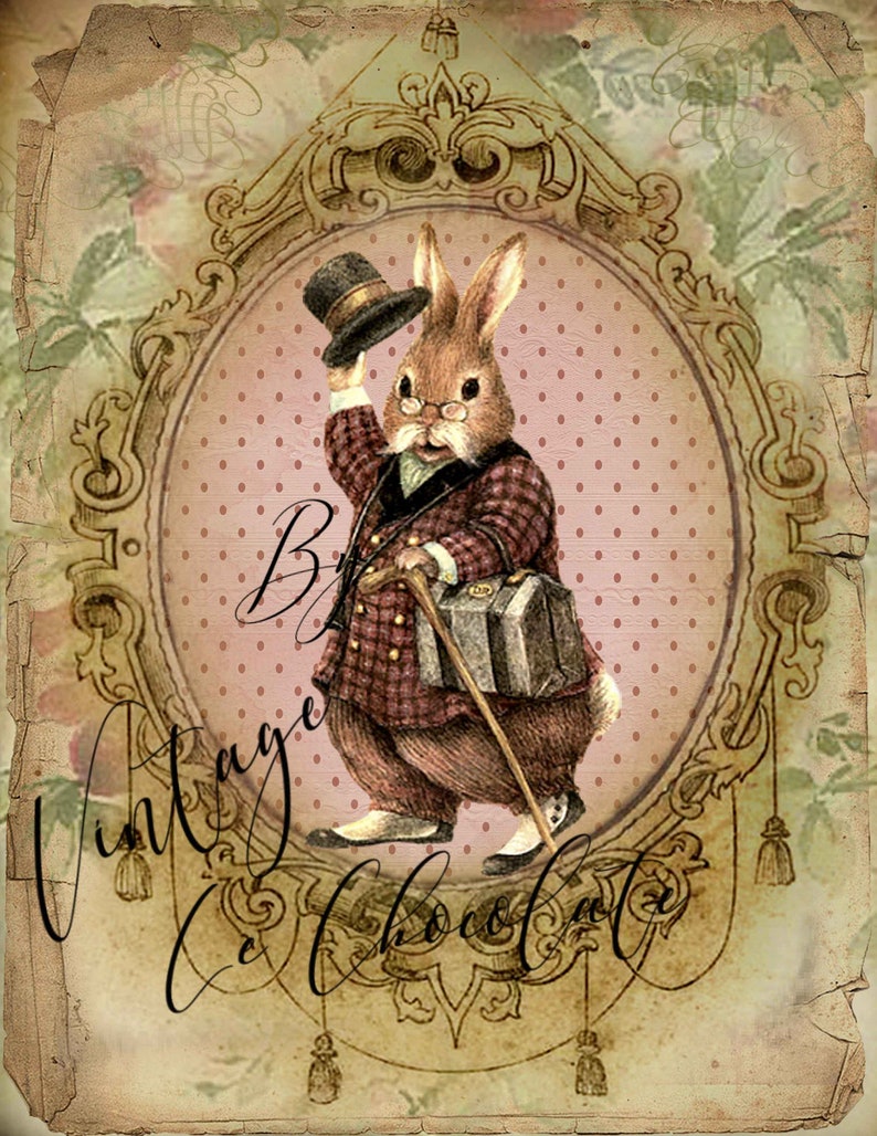 Easter Bunny Vintage Bunny Print Scrapbook Pillow | Etsy