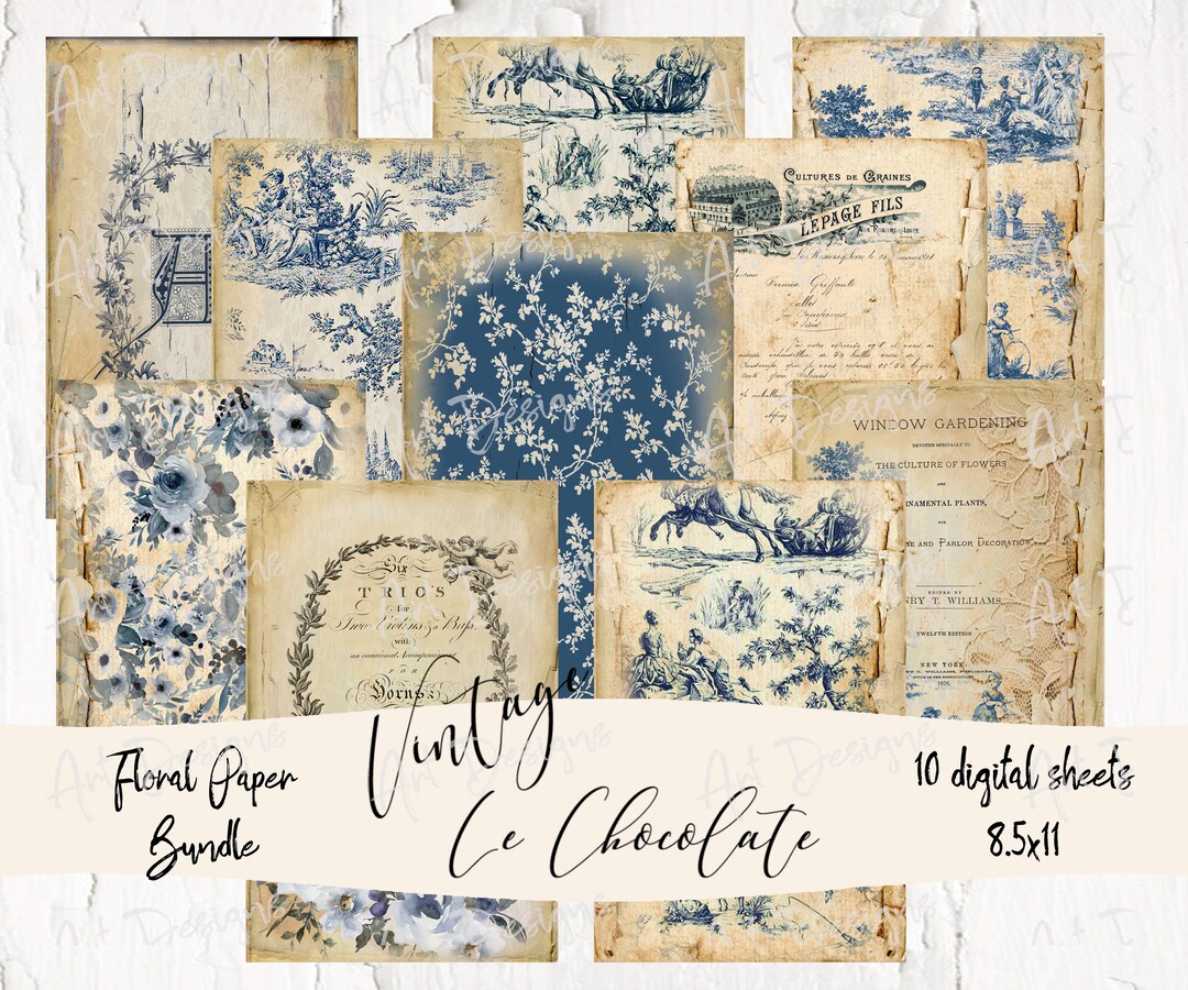 Vintage Toile Journal Floral Printable Pages French Toile Journal ...