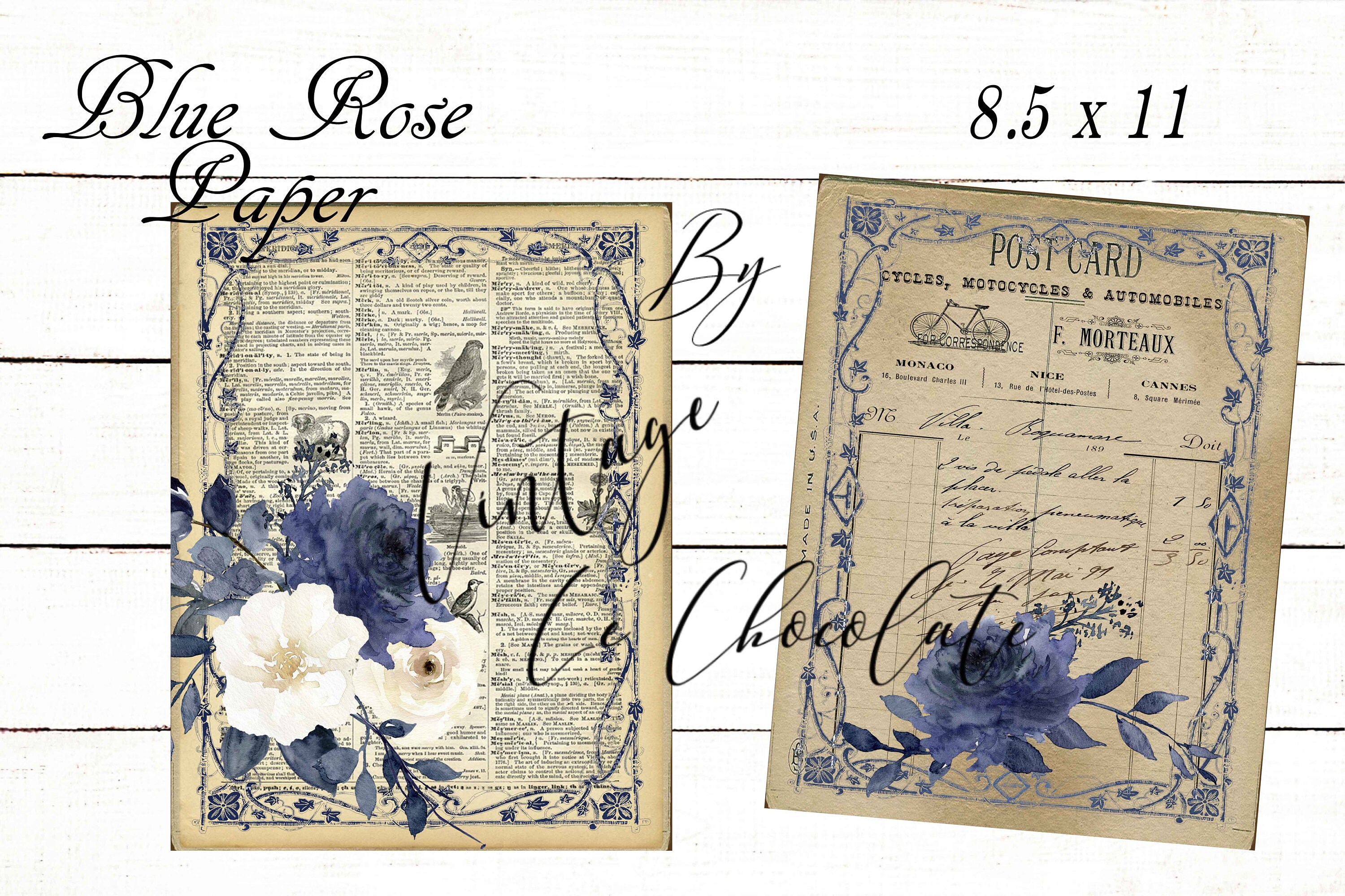 Vintage Scrapbook Paper Vintage Birds Blue and White Rose - Etsy