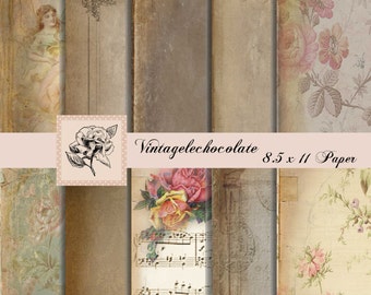 Digital Rose Vintage Paper Shabby Pink Rose Floral Collage
