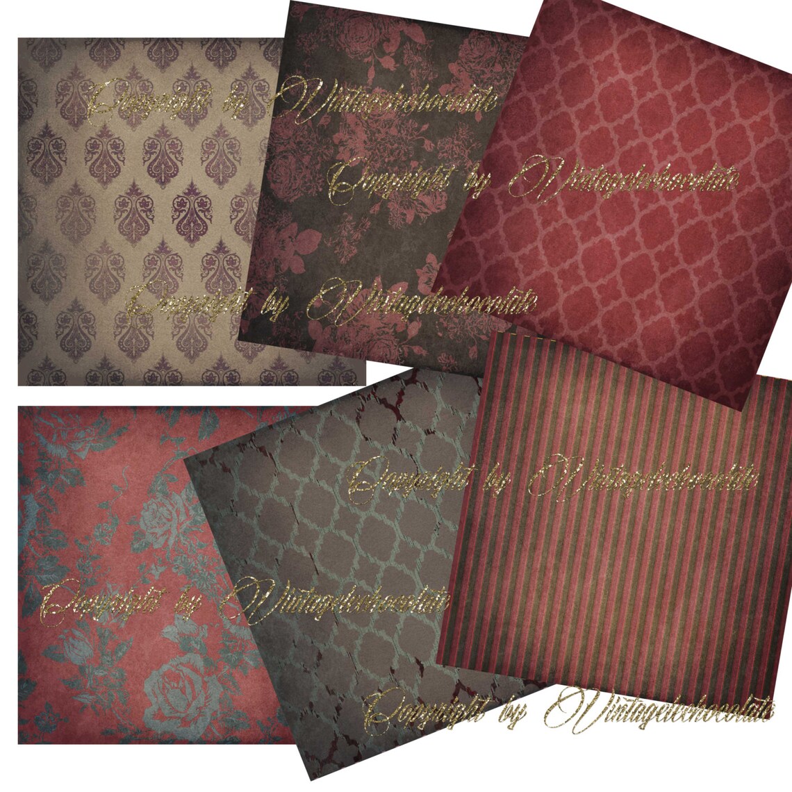 Scrapbook Paper Vintage Texture Paper Red Victorian Floral - Etsy