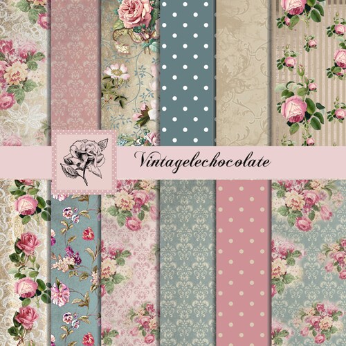 Shabby Rose Scrapbook Paper Vintage Pink and Brown Vintage - Etsy