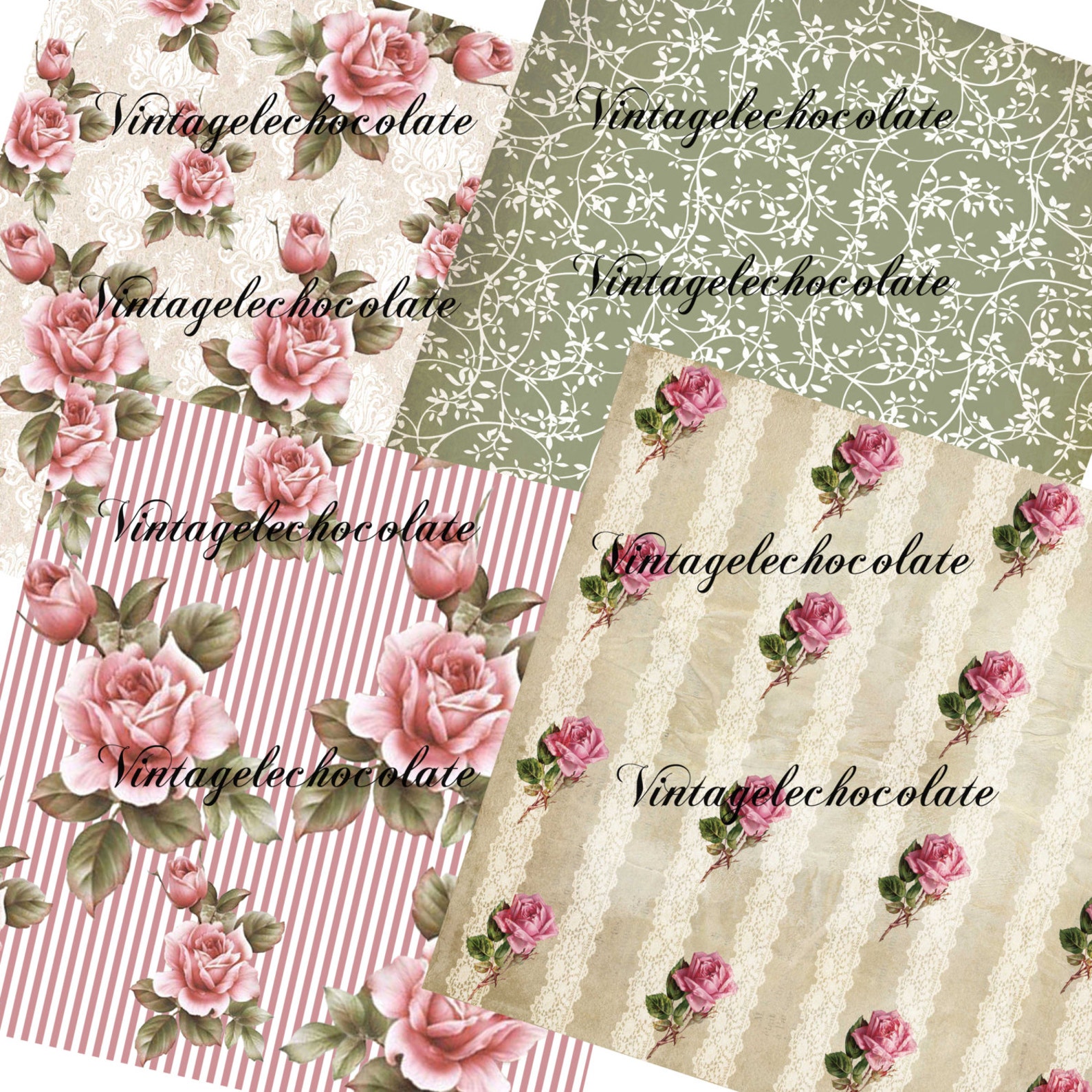 Pink Floral Digital Paper Digital Vintage Rose Paper-vintage - Etsy