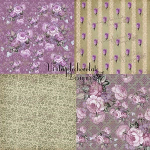 Digital Scrapbook Paper, Digital Paper, Floral Lavender Digital Paper ...